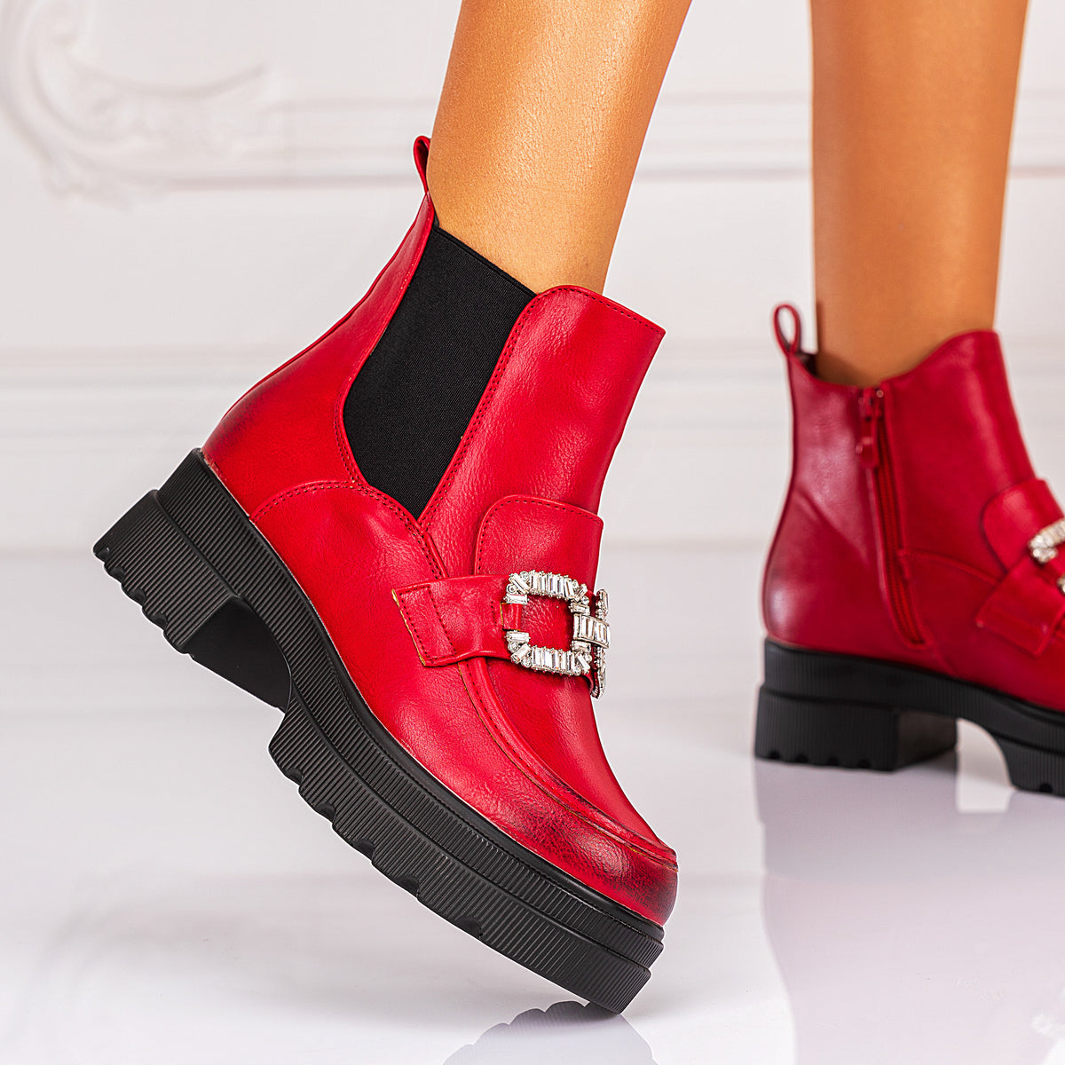 Ghete Dama Rosii din Piele Ecologica Tarika Cod: 2401 (I1)– Lush Fashion